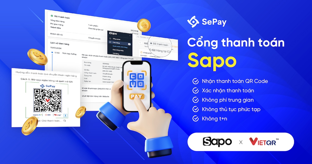 Cổng thanh toán Sapo - Thanh toán QR Code VietQR - SePay